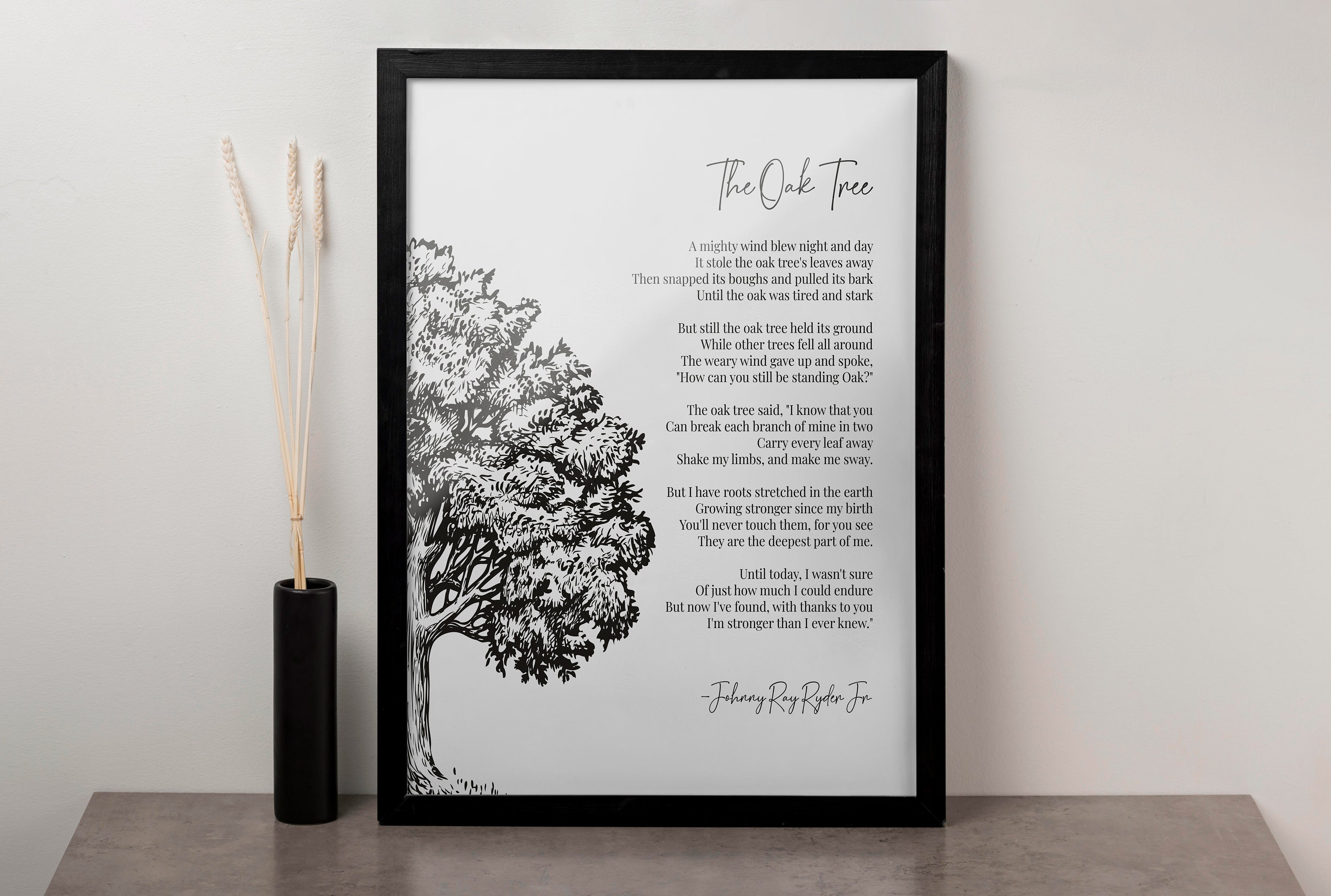 The Oak Tree Poem by Johnny Ray Ryder Jr. Print / Canvas / Framed Print ...