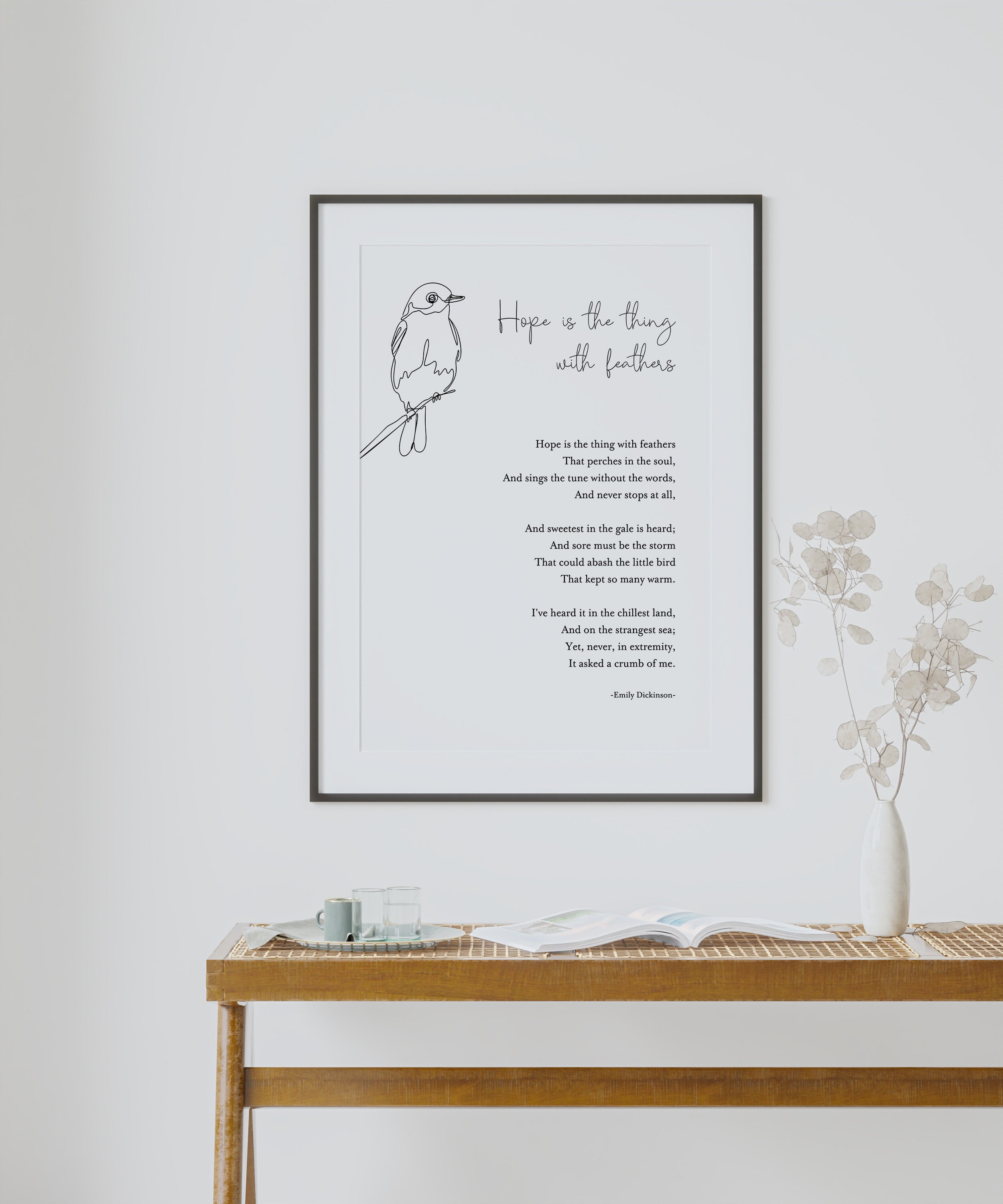 Emily Dickinson Hope is the Thing With Feathers Poem - Etsy
