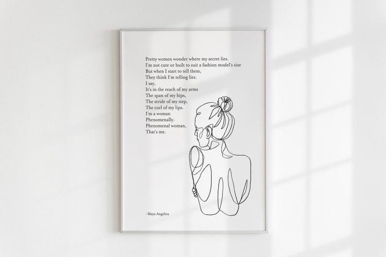 Maya Angelou Poem Print, Phenomenal Woman Line Art - Etsy UK