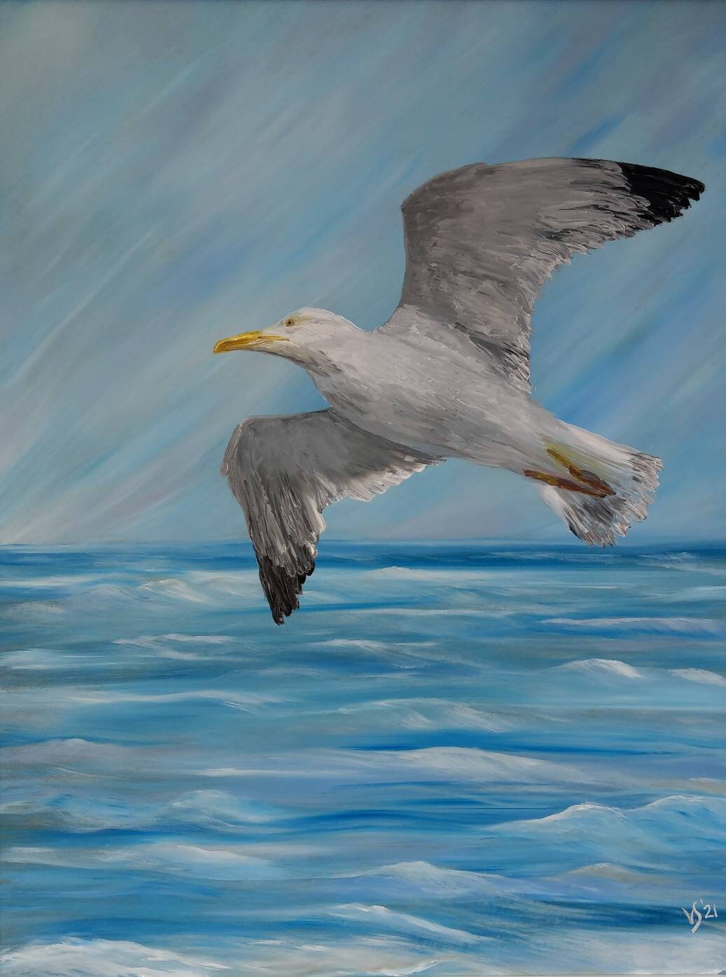 Seagull Original oil painting on chipboard 16x20 | Etsy