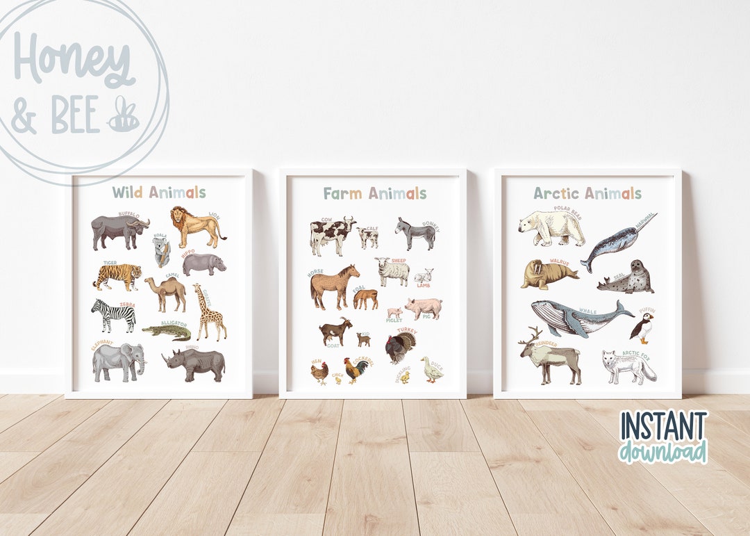 INSTANT DOWNLOAD | Set of 3 Animal Prints, Digital Download, Home ...