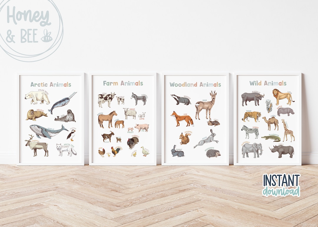 INSTANT DOWNLOAD | Set of 4 Animal Prints, Digital Download, Home ...