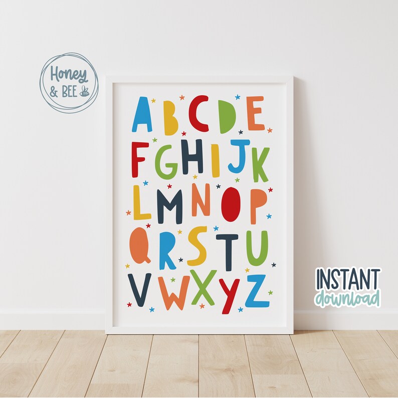 Rainbow ABC Nursery Printable | Instant Download | Kid's Room Decor ...