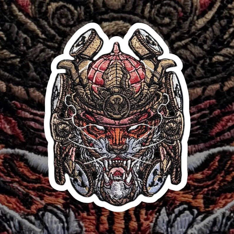 Tiger Warrior Samurai Helmet Embroidery Morale Patch – Japanese Tattoo ...