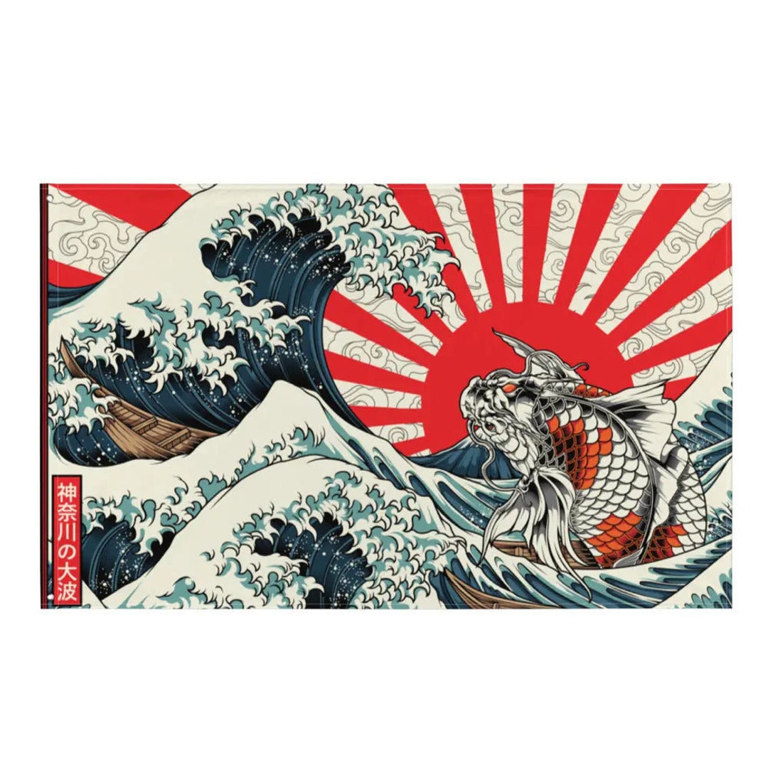 PATCHLAB Great Wave Koi Flag PVC Morale Patches Hook and Loop Patches Patches for Backpacks ...