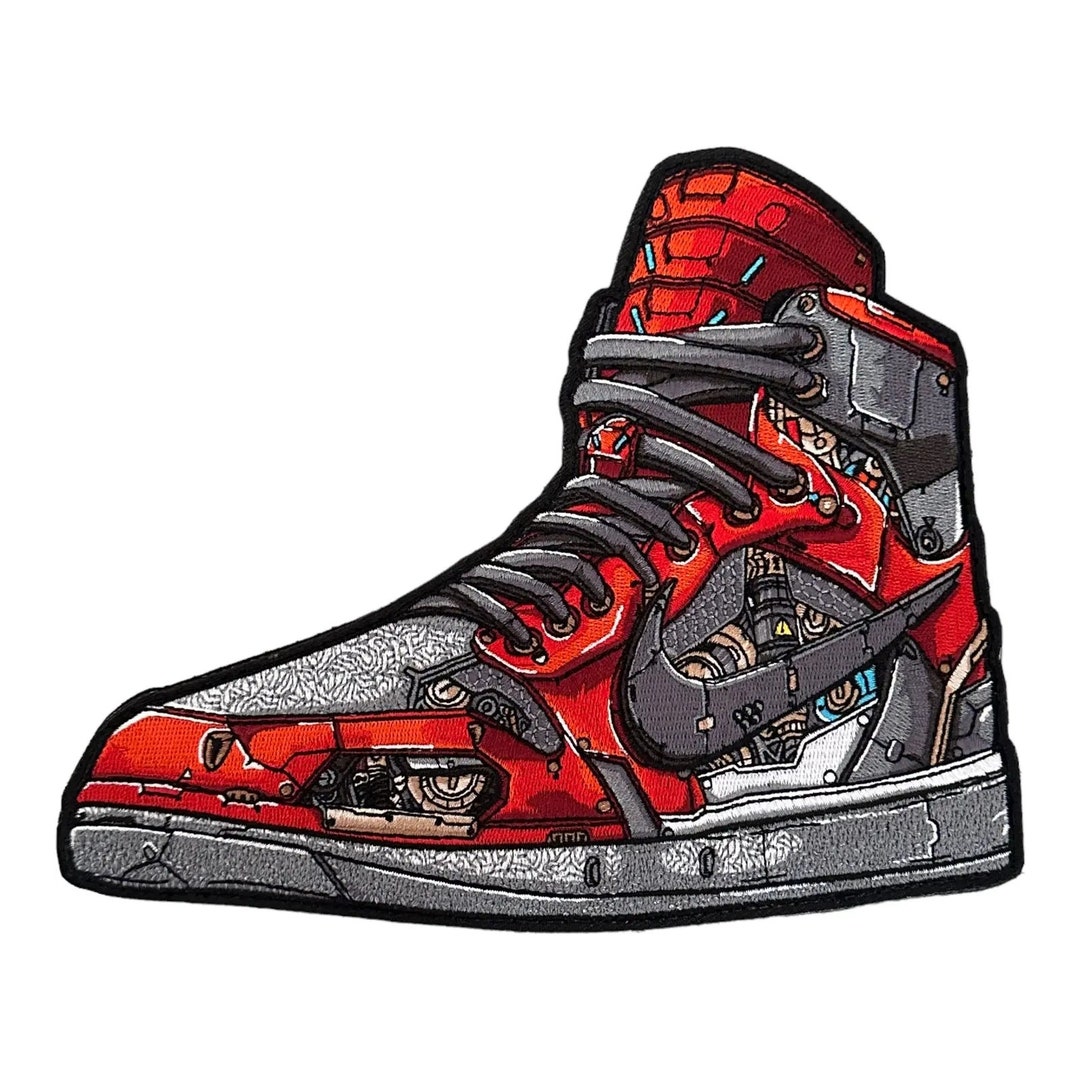 PATCHLAB Cyber Sneaker Embroidered Patches Hook and Loop Patches Hook and Loop Patches for ...