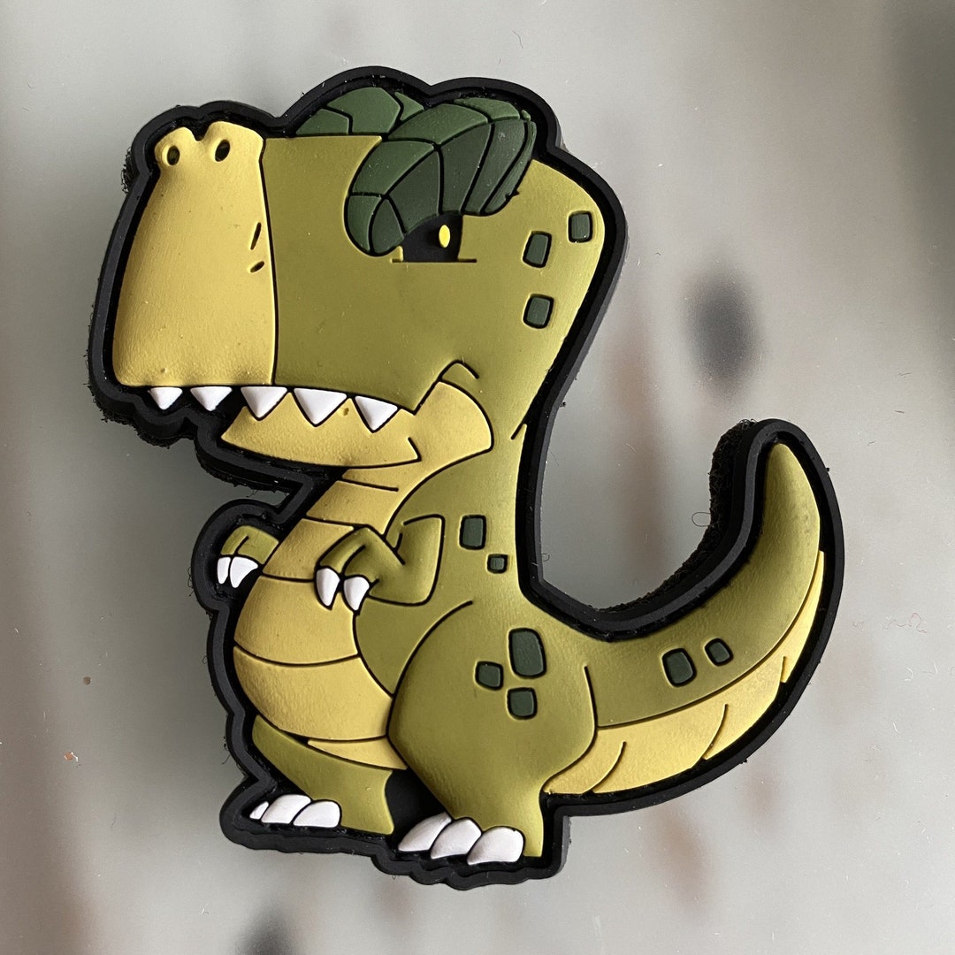 PATCHLAB Kids T-rex TREX Dinosaur Morale Patch for Small Humans With Hook for Schoolbag, Cap or ...