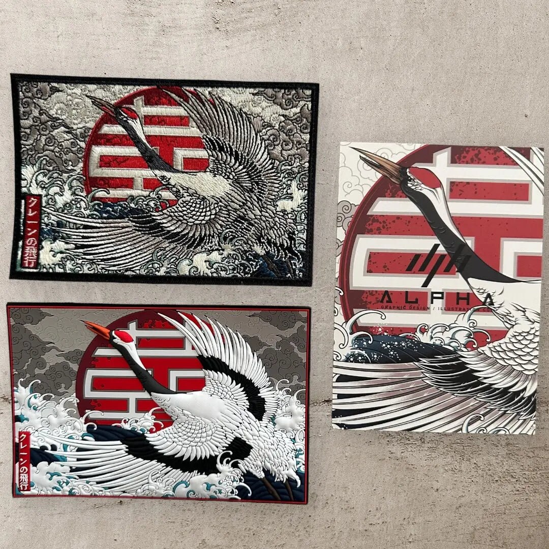 PATCHLAB Great Wave #6 Crane PVC Morale Patches | Embroidered Patches | Hook and Loop Patches ...