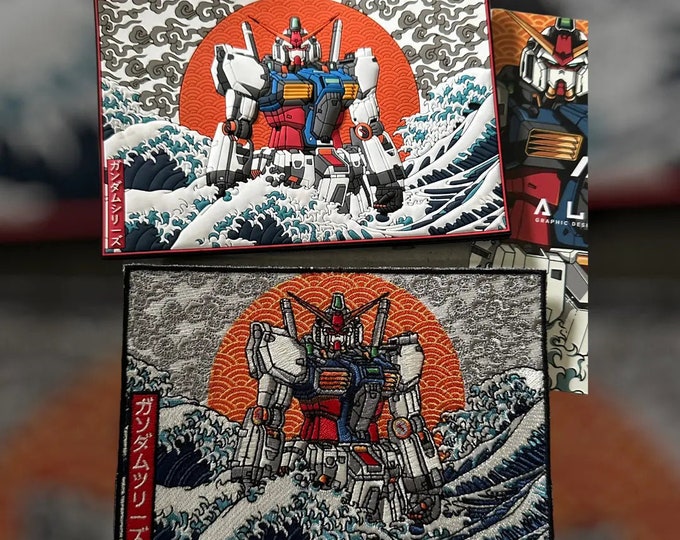 PATCHLAB Robot Great Wave Kanagawa Japan PVC Morale Patches Hook and ...
