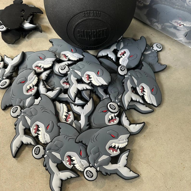 Shark Kettlebell PVC Morale Patch | Hook and Loop Patches Gym Rats and ...