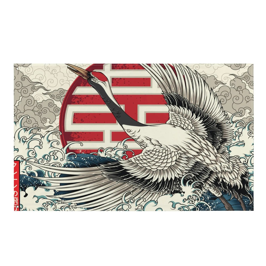 PATCHLAB Great Wave Crane Flag PVC Morale Patches Velcro Hook and Loop Patches Velcro Patches ...