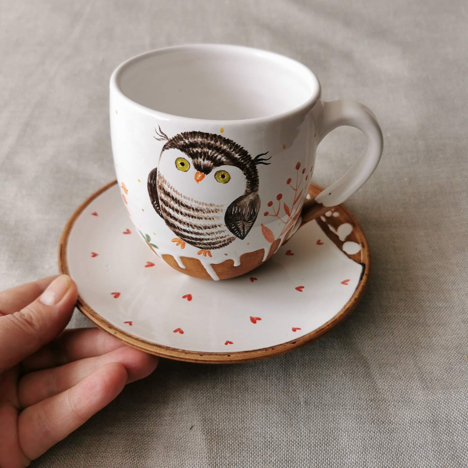 A Cup With a Cute Owl Hand-drawn Especially for You Handmade - Etsy