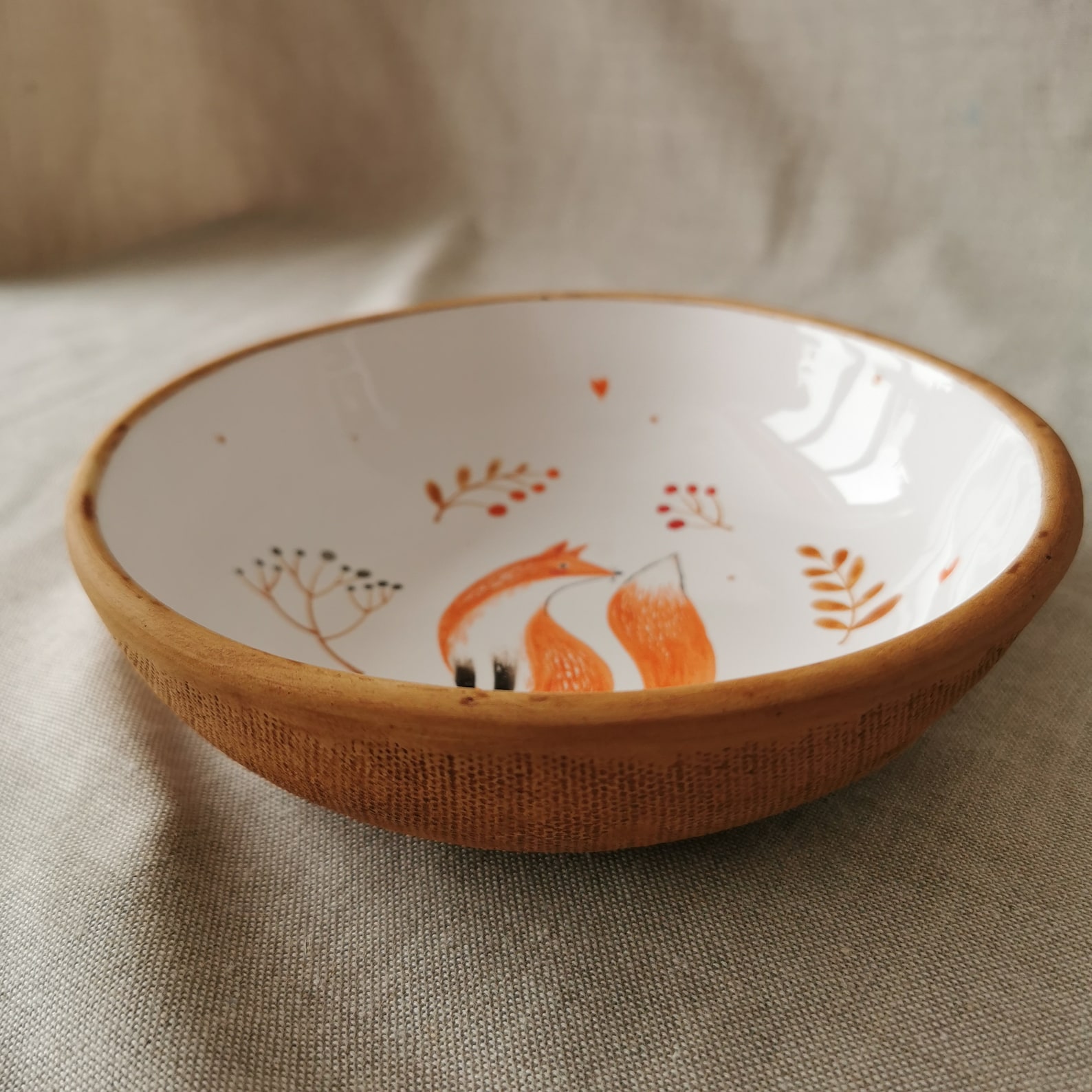 Hand Painted Tactile Bowl Cute Fox Plate for Baby Gift for - Etsy