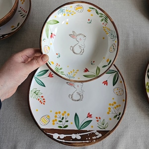 Happy Easter Dinnerware Set by Osoka Art Ceramics With Hand Painted ...