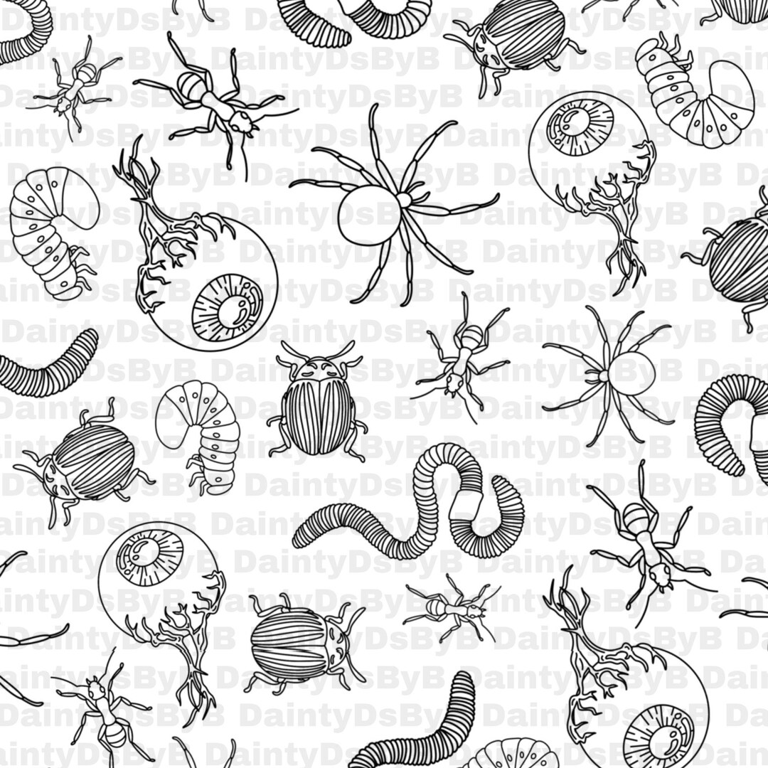 8.5 X 11 Creepy Crawlers Printable Coloring Page, Spooky Patterns ...