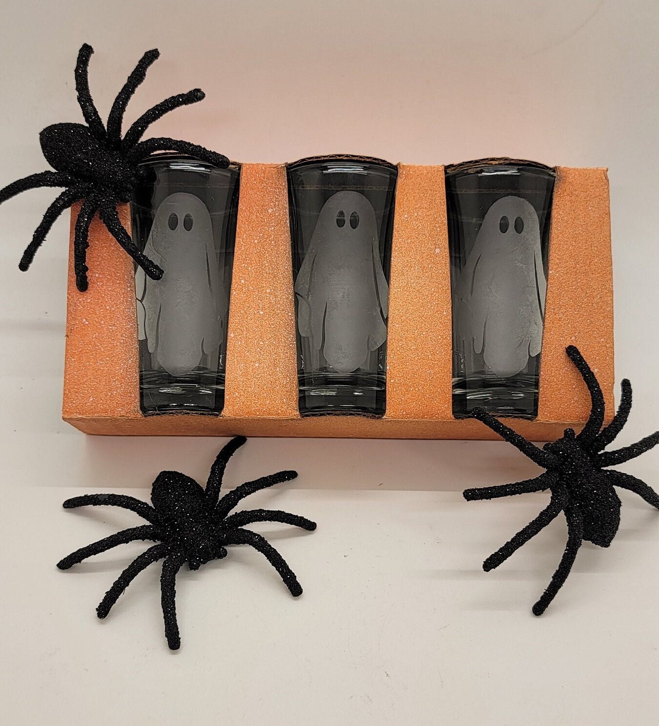 Ghost Shot Glasses, Etched Glass, Etched Ghost Shot Glasses, Halloween ...