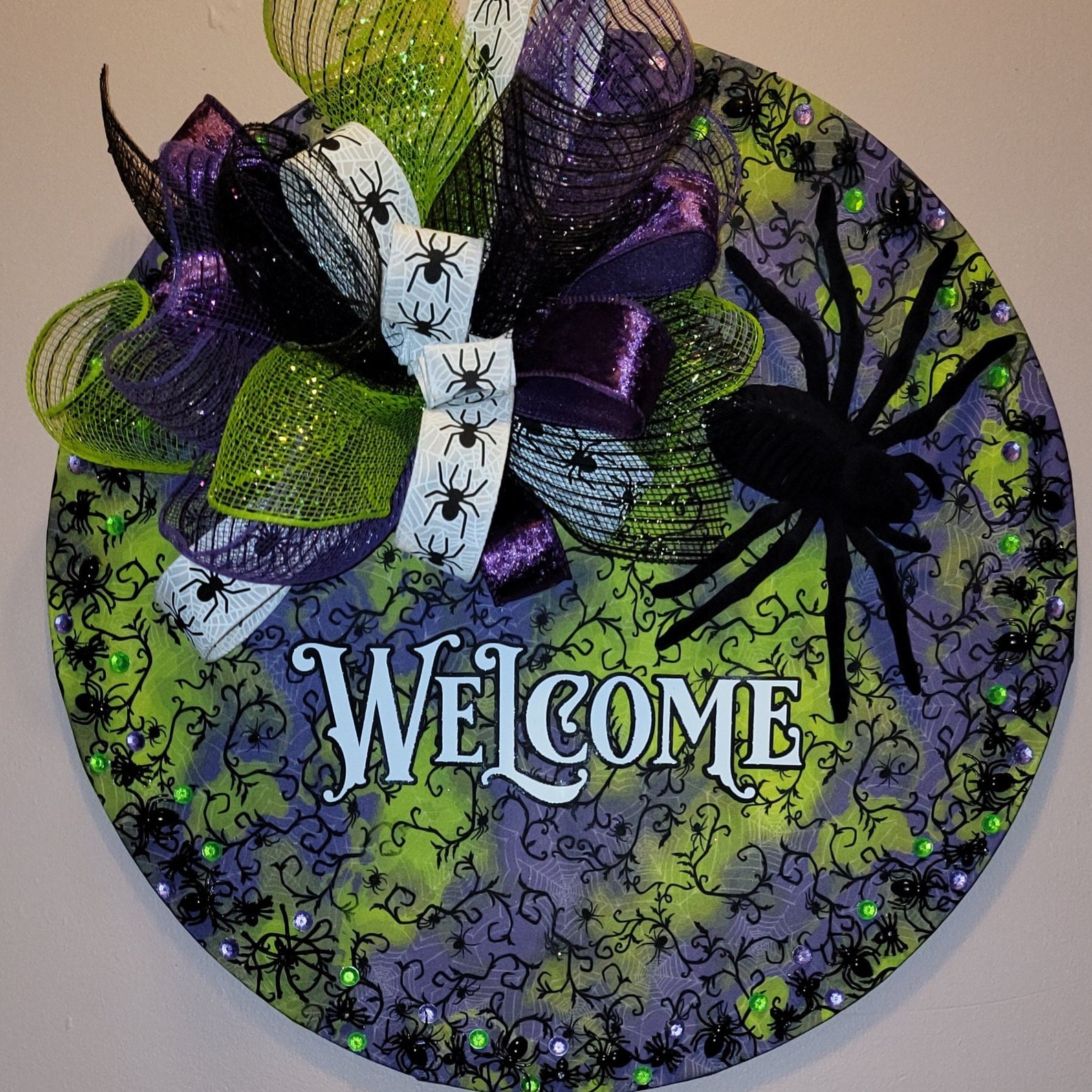 Door Sign, Halloween Door Sign, Jeweled Door Sign, 3d Spider Wall ...
