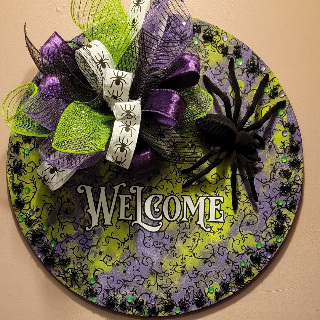 Door Sign, Halloween Door Sign, Jeweled Door Sign, 3d Spider Wall ...
