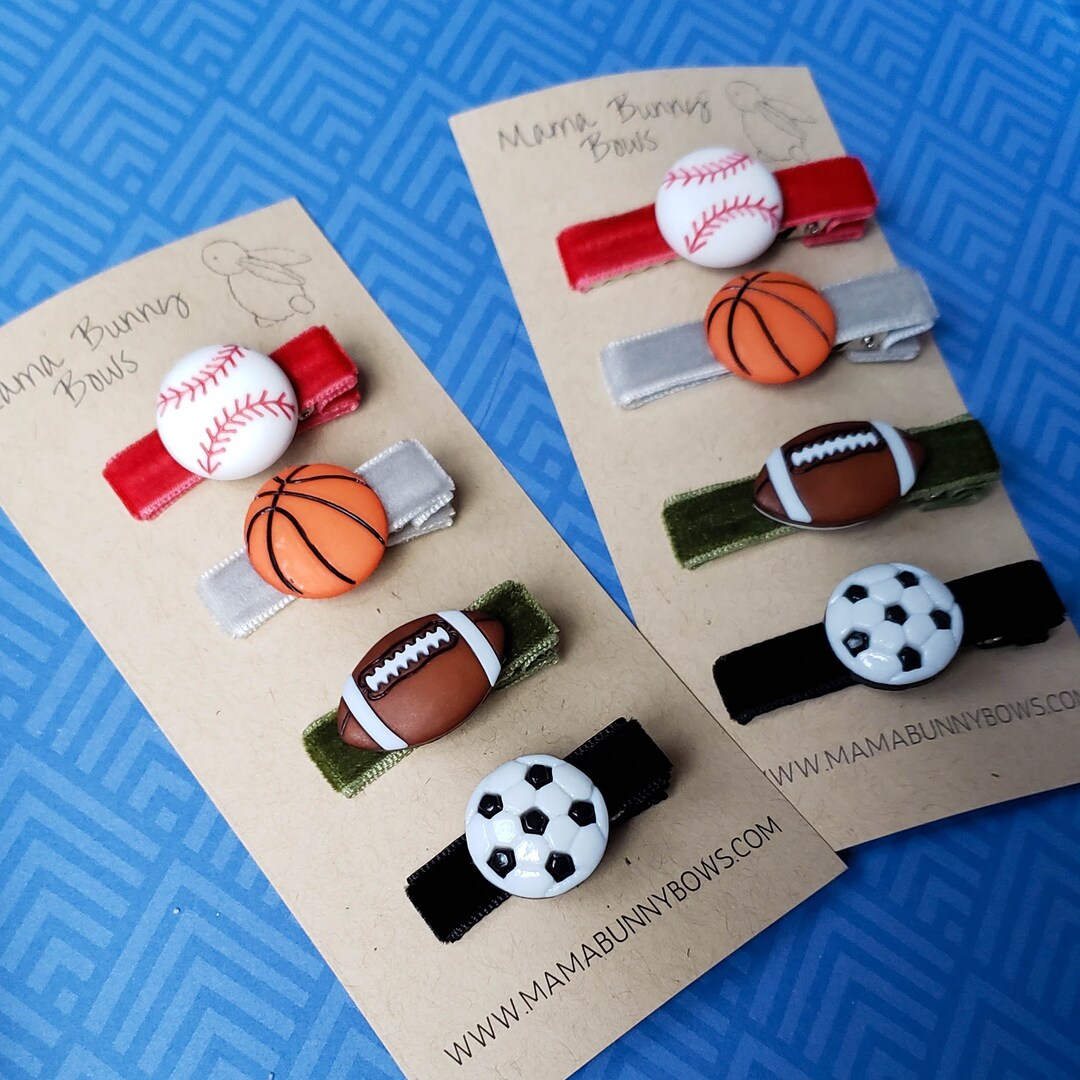 Sports Soccer Football Baseball Basketball Velvet Hair Clips, for the ...
