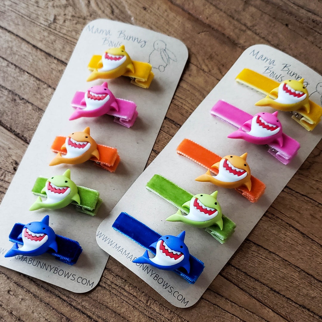 Baby Shark Hair Clips, Colorful Velvet Hair Clips, Baby Toddler Boy ...