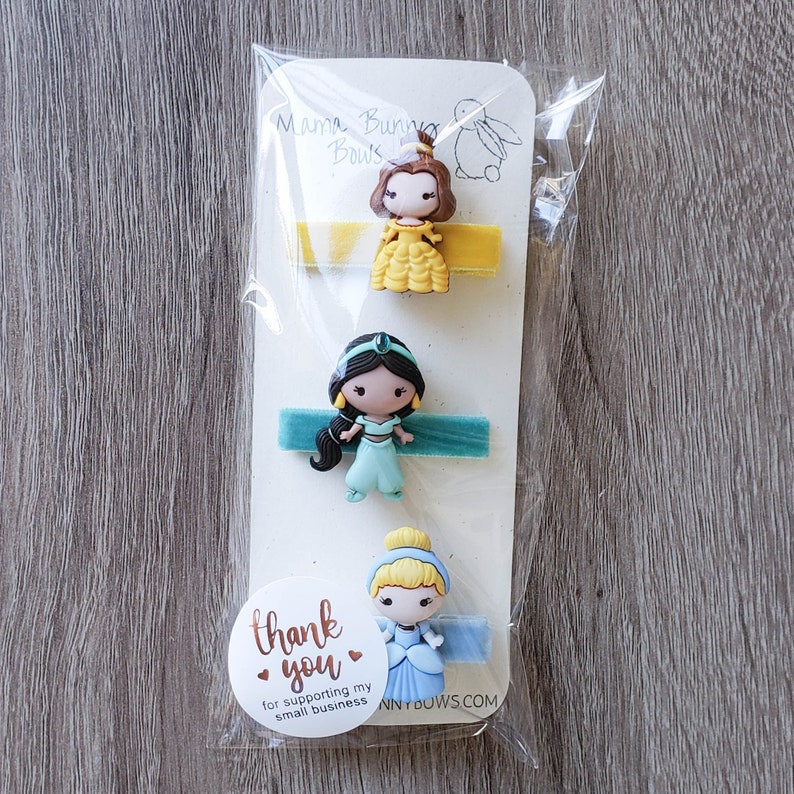 Disney Princess Hair Clips Colorful Velvet Fringe Clips Baby - Etsy
