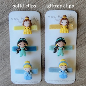 Disney Princess Hair Clips, Colorful Velvet Glitter Clips, Baby Toddler ...