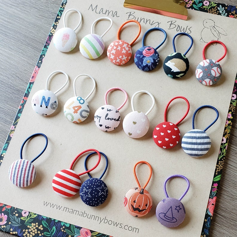 Ponytail Bobbles Choose Your Pattern, Ponytail Holders, Pigtail Clips ...