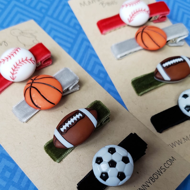 Sports Soccer Football Baseball Basketball Velvet Hair Clips, for the ...