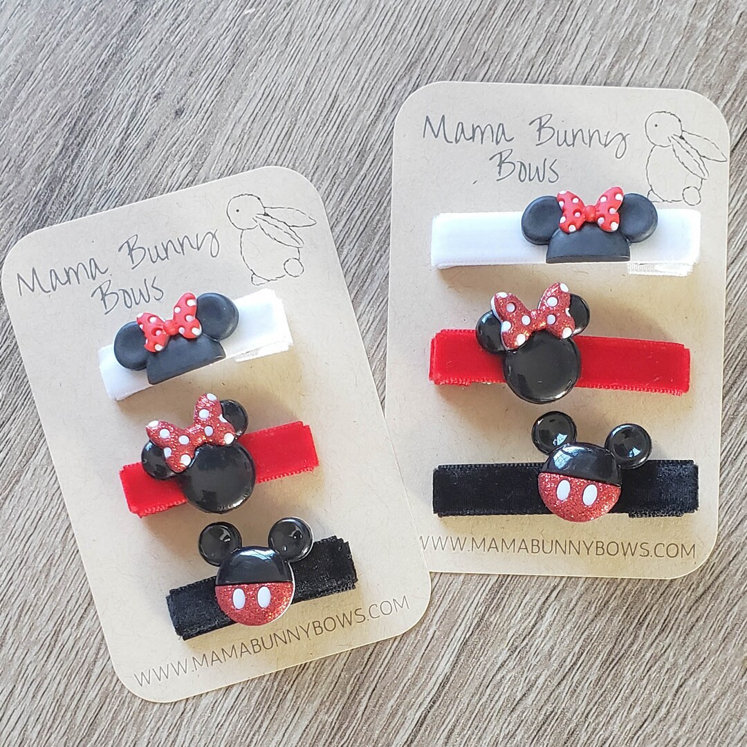 Minnie Mickey Mouse Ears Hair Clips Colorful Velvet Alligator - Etsy