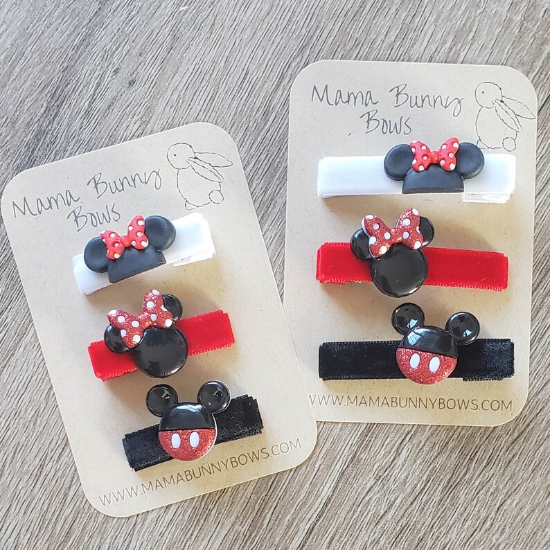 Minnie Mickey Mouse Ears Hair Clips Colorful Velvet Alligator - Etsy