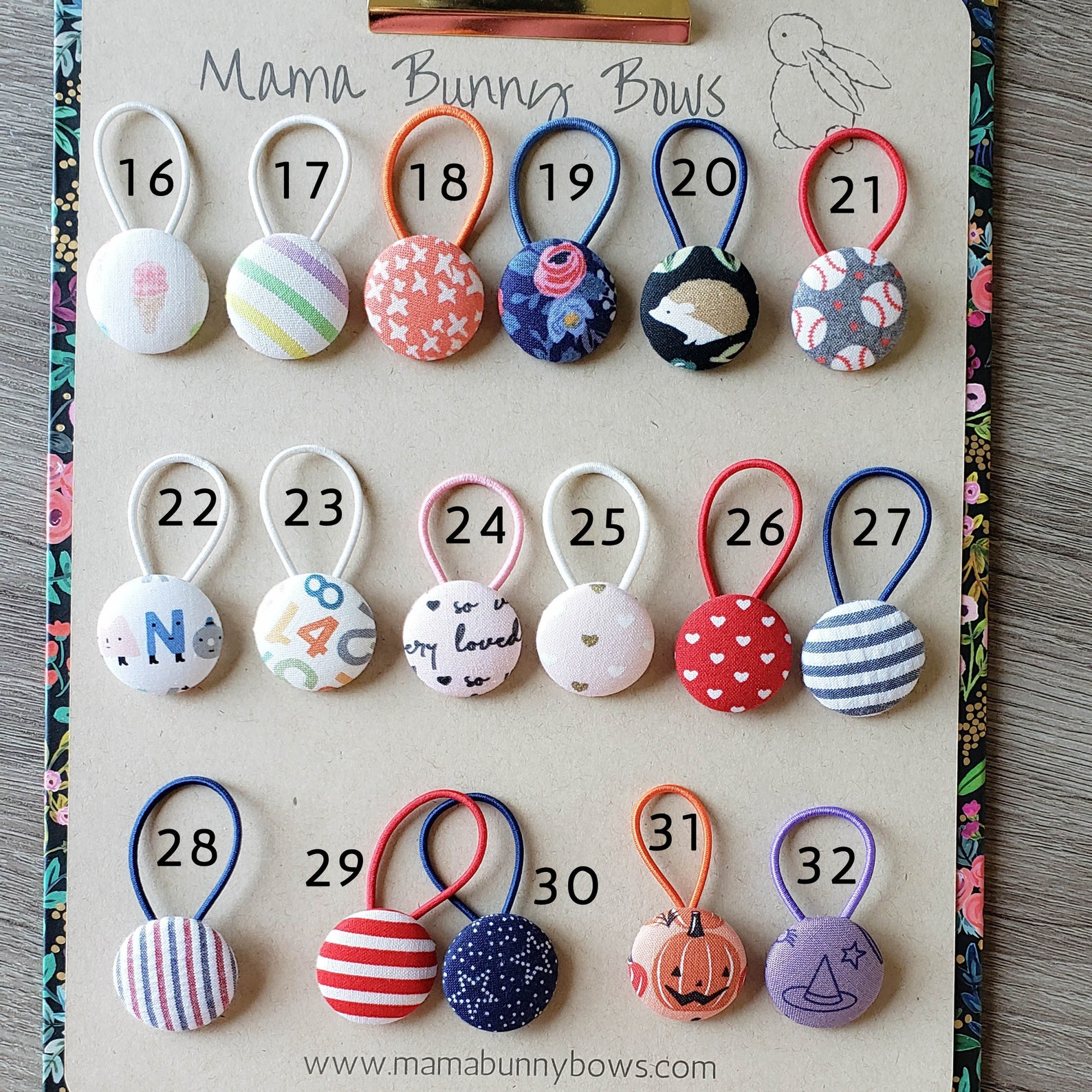 Ponytail Bobbles Choose Your Pattern, Ponytail Holders, Pigtail Clips ...