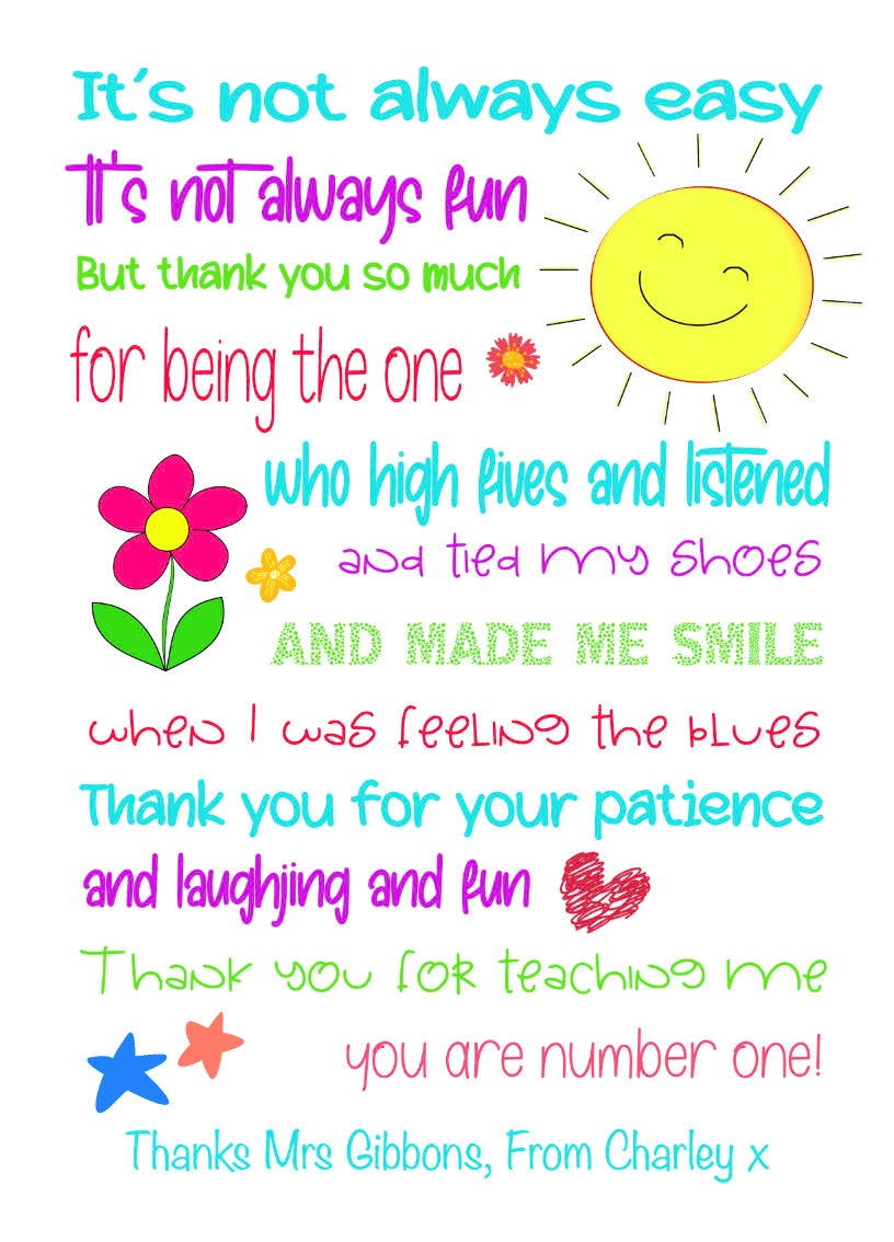 Teacher Frame Personalised Rainbow Its Not Always Easy Inspired A4 ...