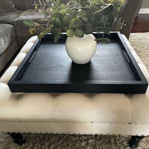 Black Solid Ash Ottoman Tray - Etsy