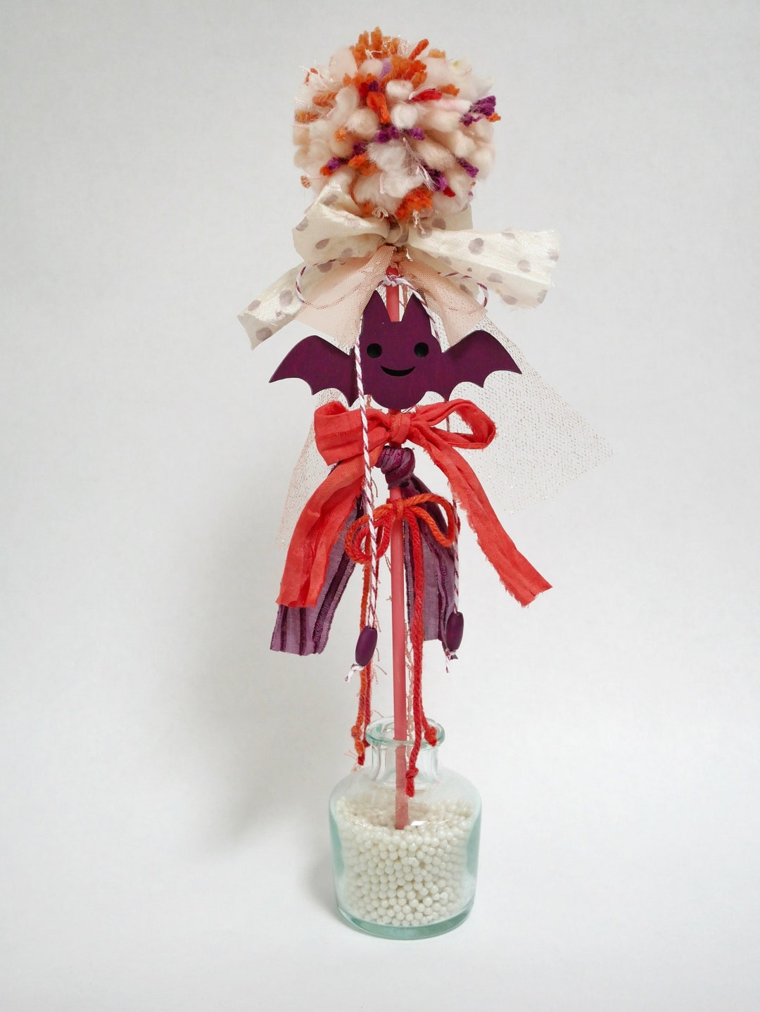 Halloween Wand Flag, Pom Pom Wand, Boo Basket, Treats - Etsy