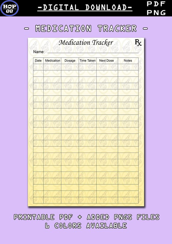 Medication Tracker Printable / Digital | Etsy