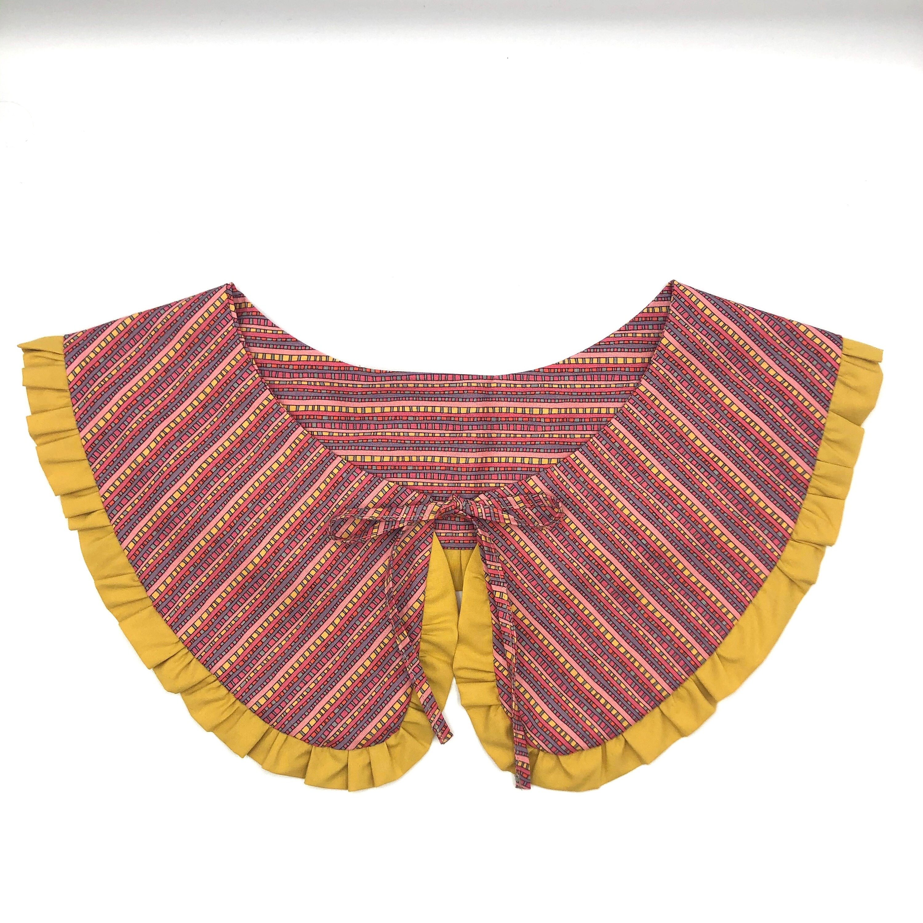 Yellow Stripes Removable Collar With Frills, Oversized Cotton Collar ...