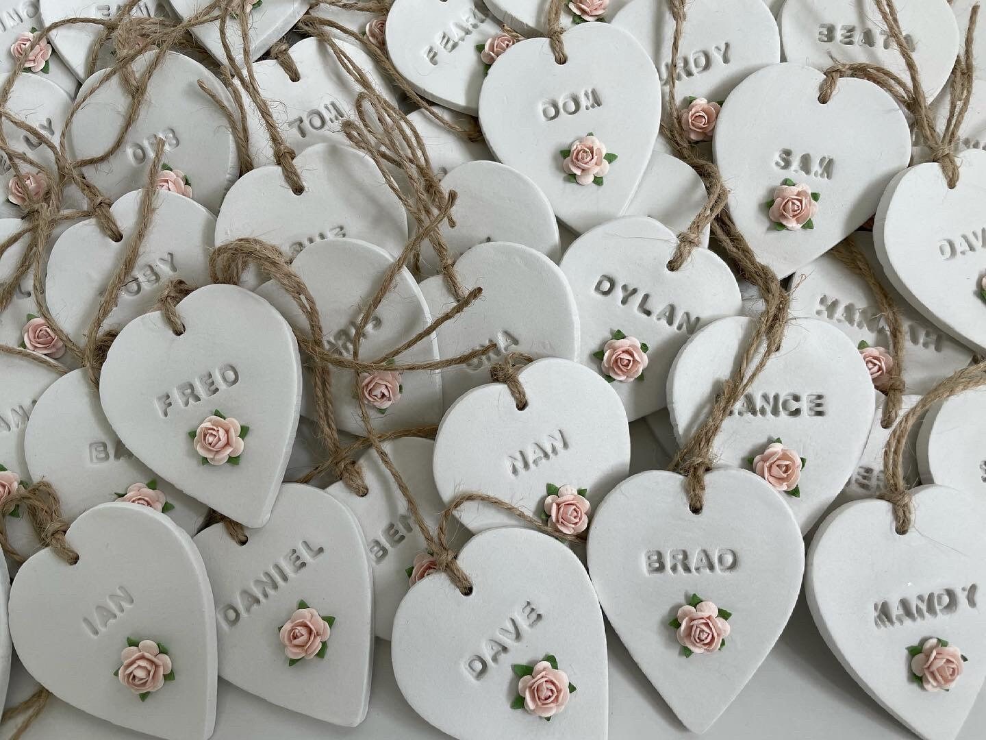 Personalised Clay Heart Place Settings Wedding Favour Hearts | Etsy UK