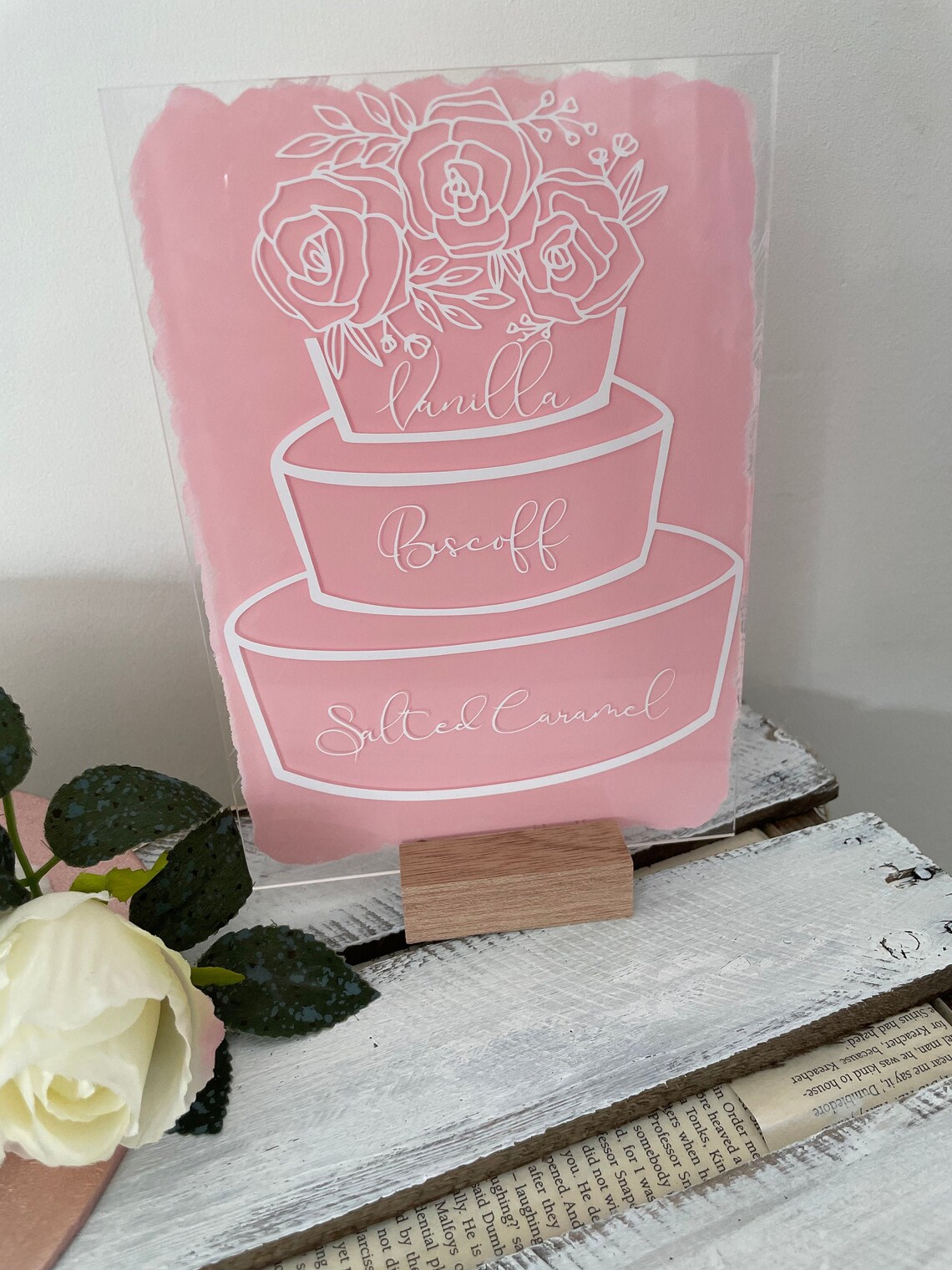Wedding Cake Sign Cake Flavour Sign Acrylic Wedding Sign 3 - Etsy UK