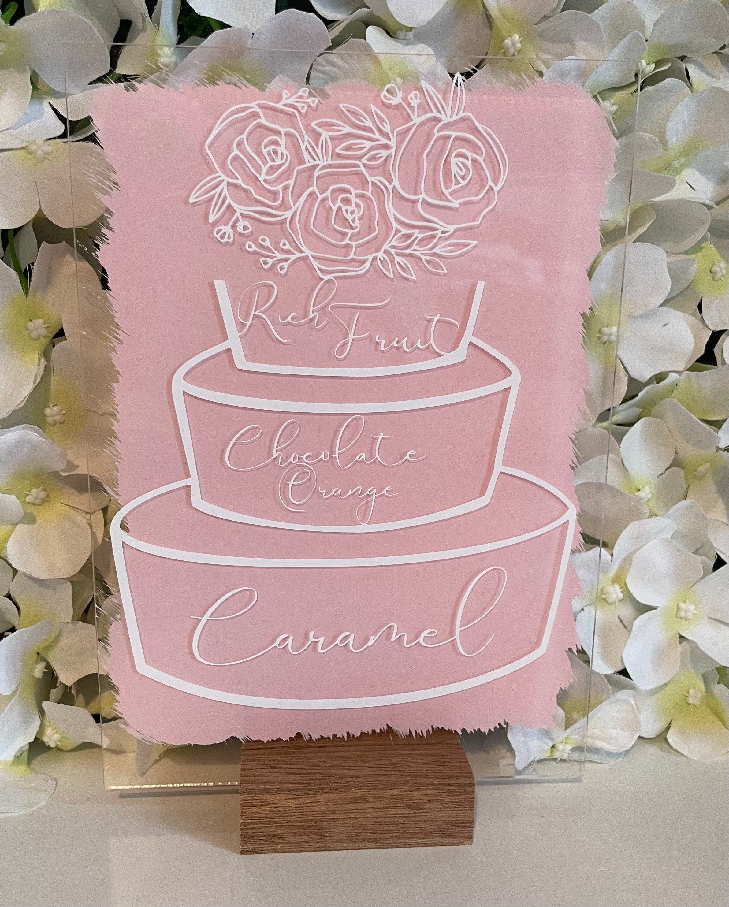 Wedding Cake Sign Cake Flavour Sign Acrylic Wedding Sign 3 - Etsy UK
