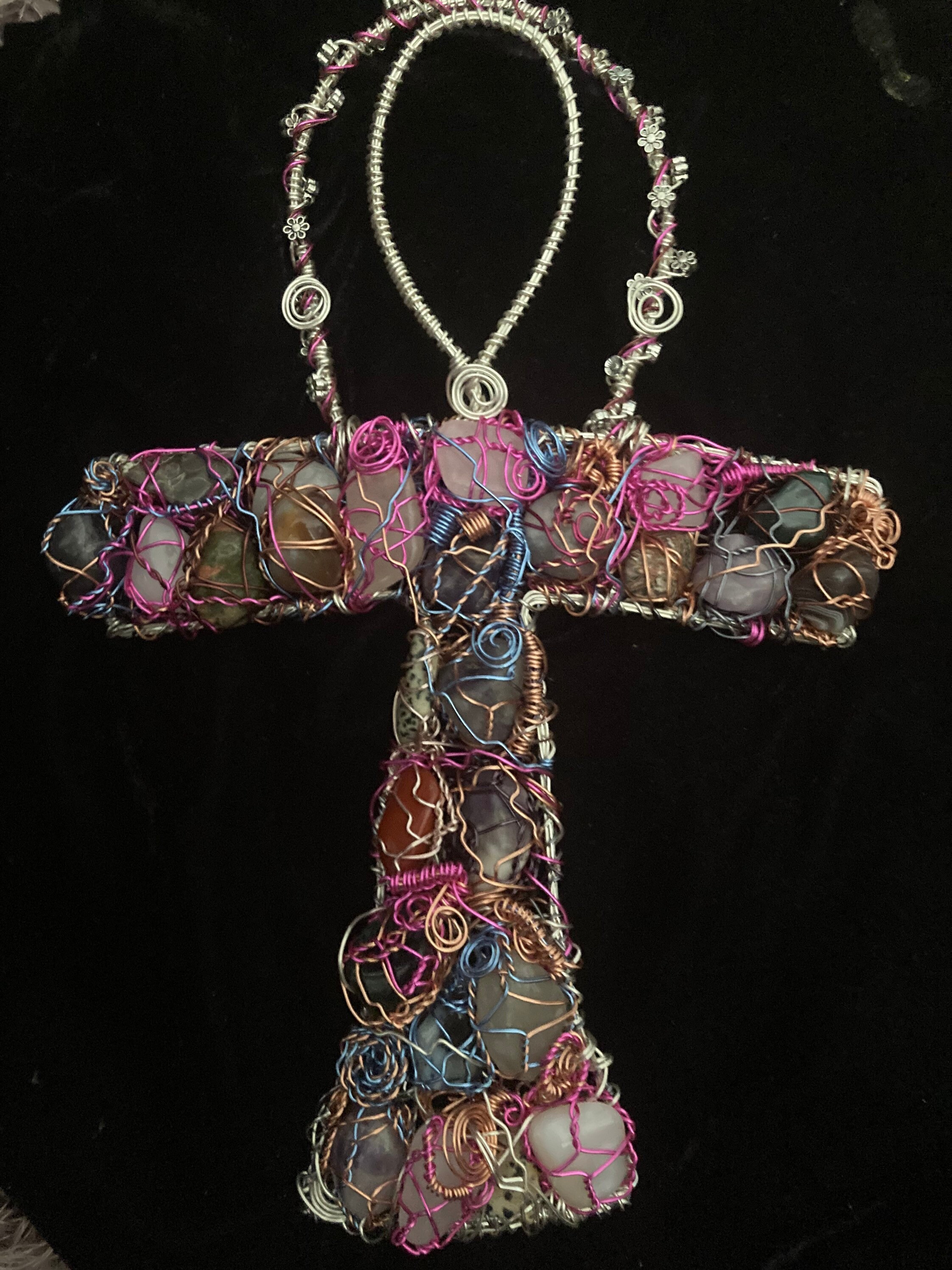 Sacred wire wrapped large Ankh with mixed gemstones wire | Etsy
