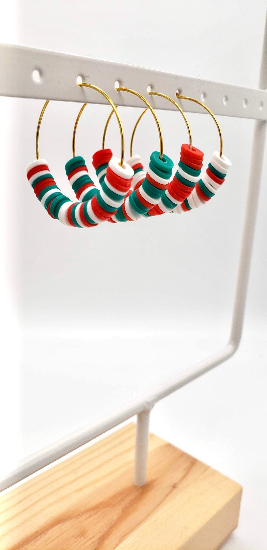 Holiday Heishi Hoop Earrings - Etsy