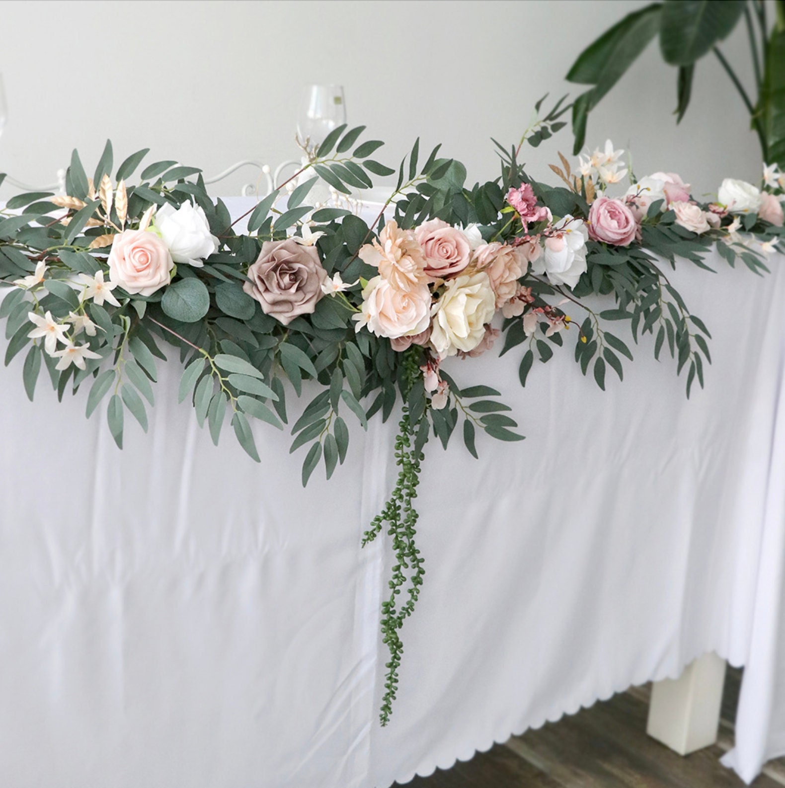 Eucalyptus Garland With Pink Roses Eucalyptus Garland - Etsy