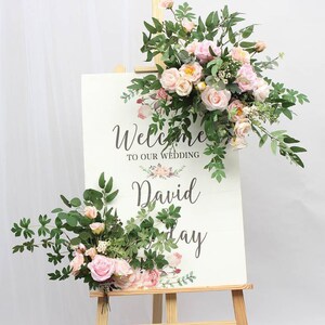 Welcome Sign Flowers Floral Arrangement Pink Rose Flowers - Etsy
