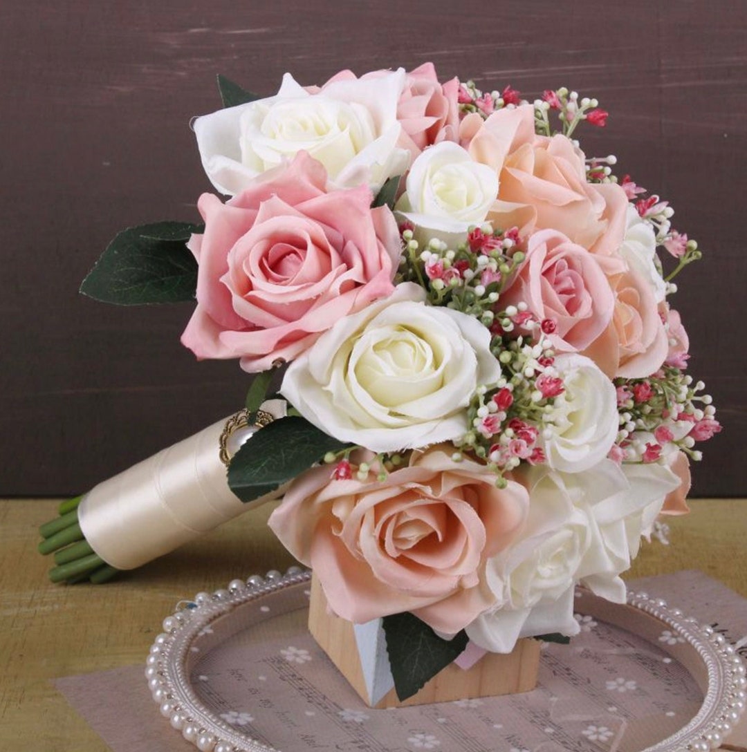 Pink Rose Bridal Bouquet, Blush Rose Bouquet, Bridal Bouquet Pink and ...