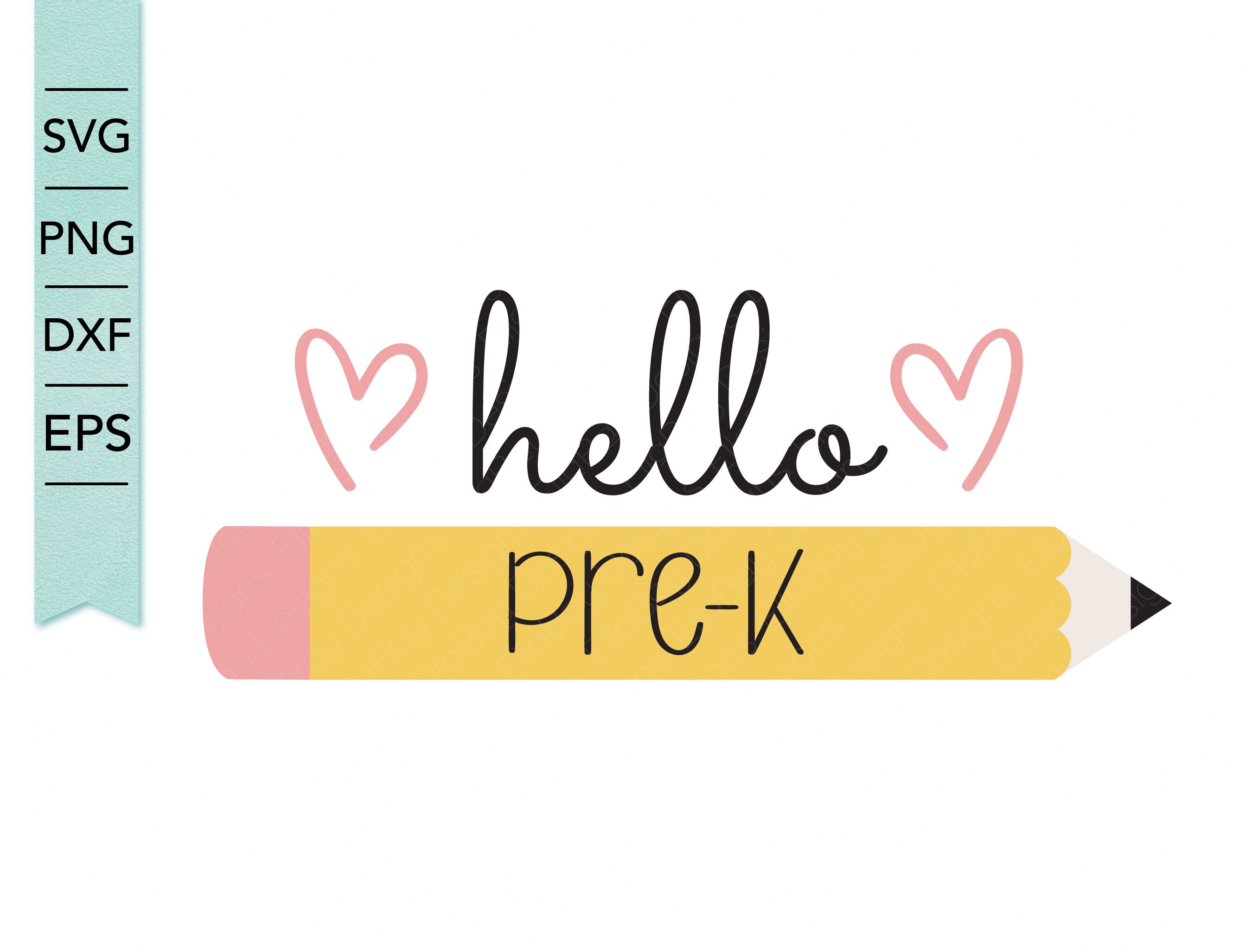 Hello Pre-k Pencil Back to School SVG First Day of School - Etsy