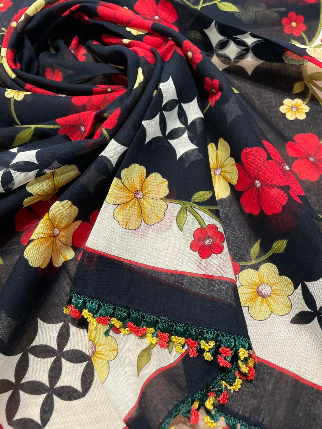 Anatolian Red Yellow Needle Point Oya Turkish Yazma - Etsy