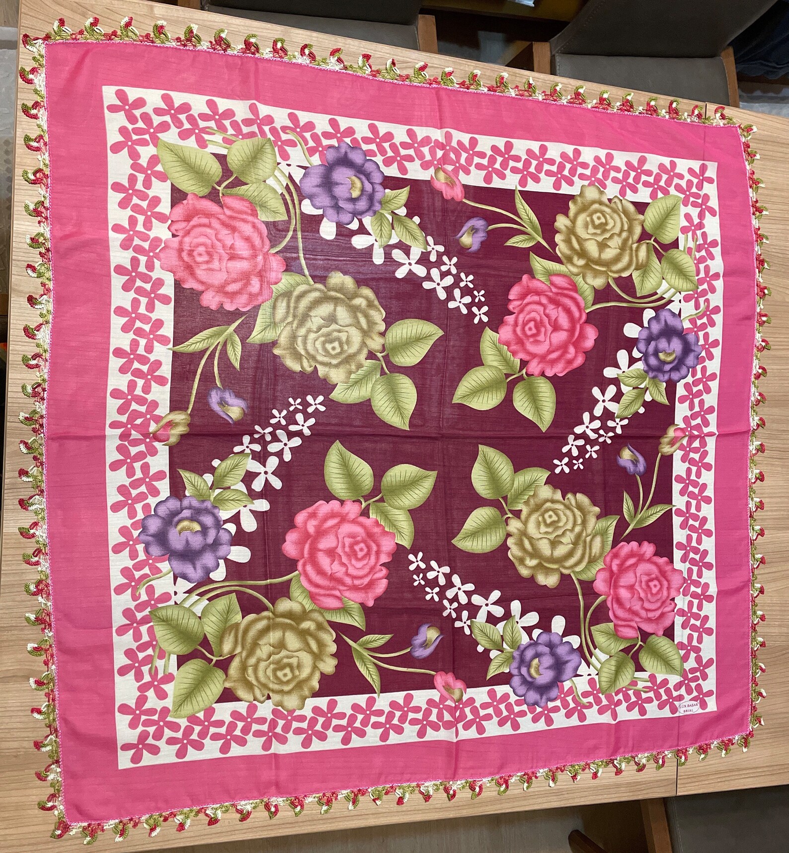 Pink Floral Pattern Oya Lace Scarf - Etsy