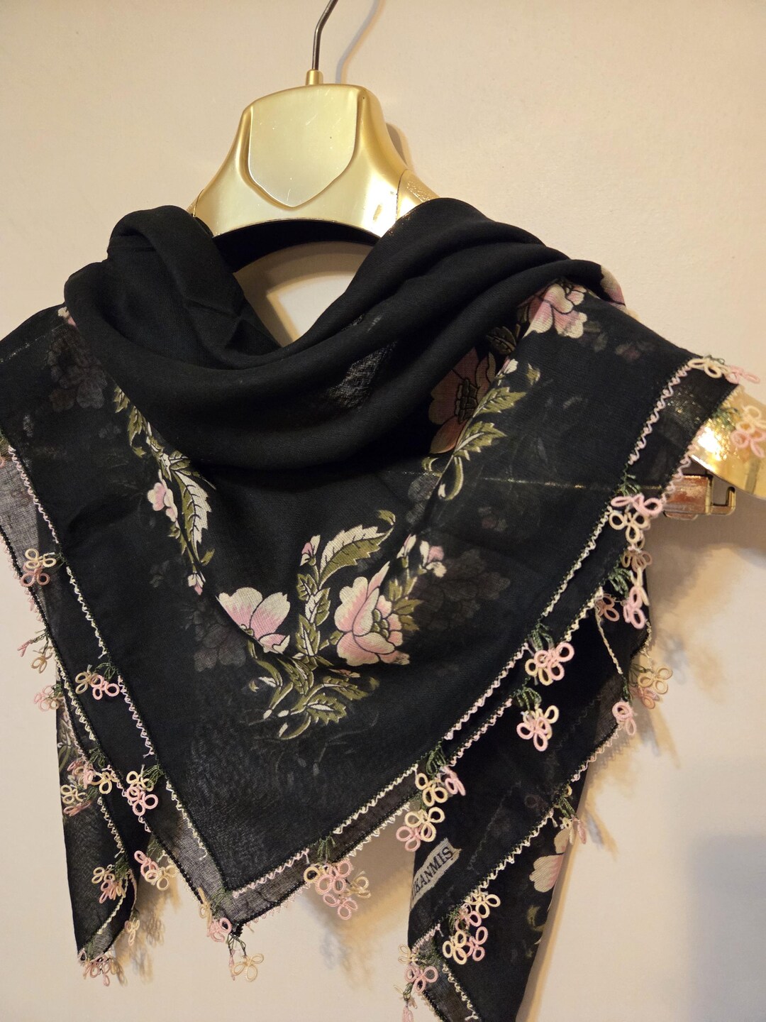 Tatting Oya Black Lace Scarf - Etsy