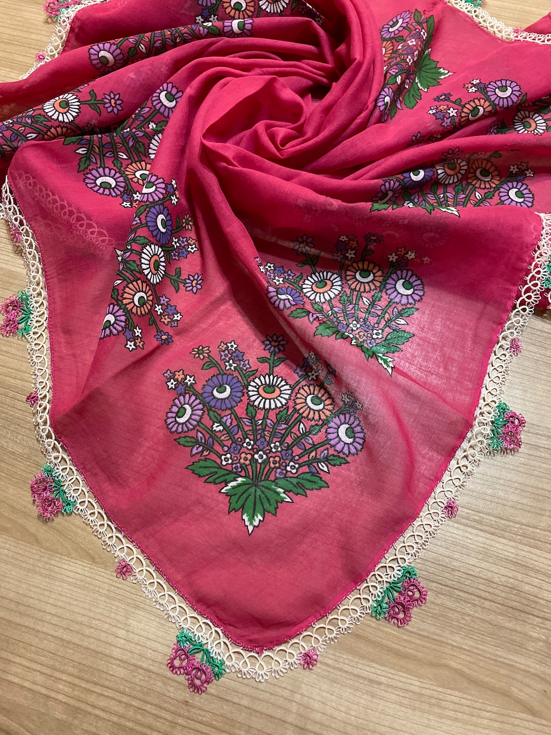 Anatolian Yazma Scarf Pink Tatting Shuutle Lace Oya - Etsy