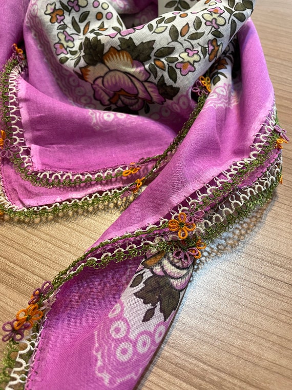 Yazma scarf pink tatting - Gem